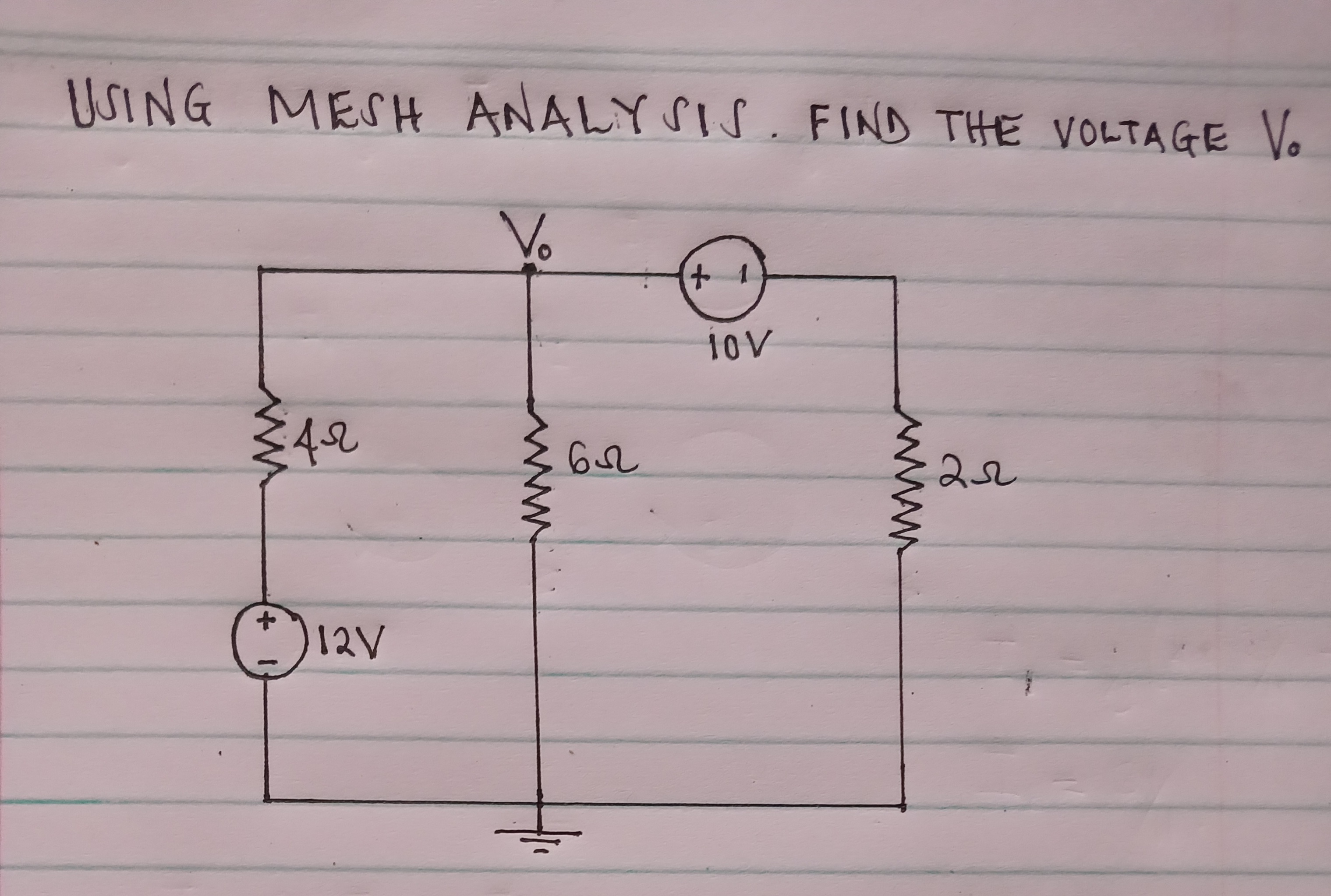 Solved USING MESH ANALY SIS. FIND THE VOLTAGE VO | Chegg.com