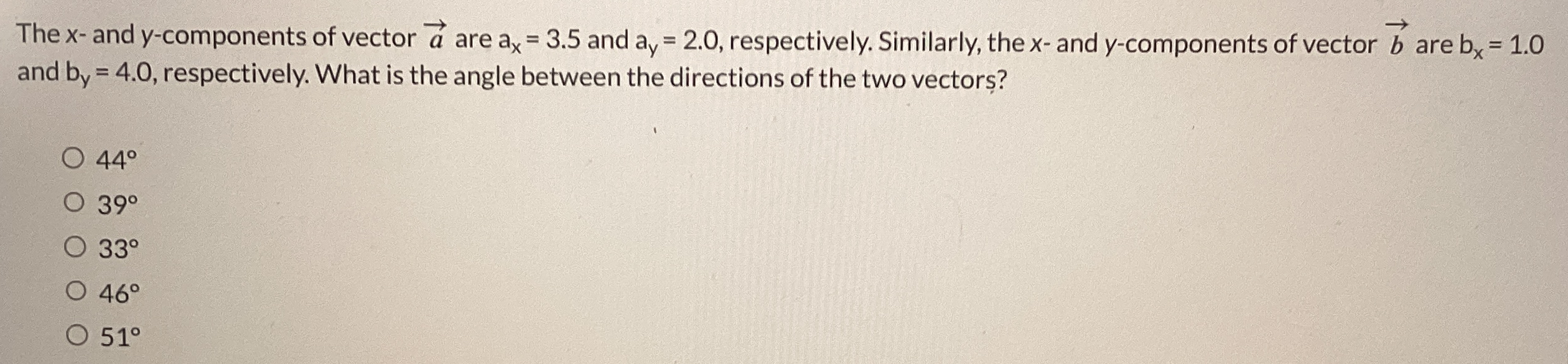 Solved The x - ﻿and y-components of vector vec(a) ﻿are | Chegg.com