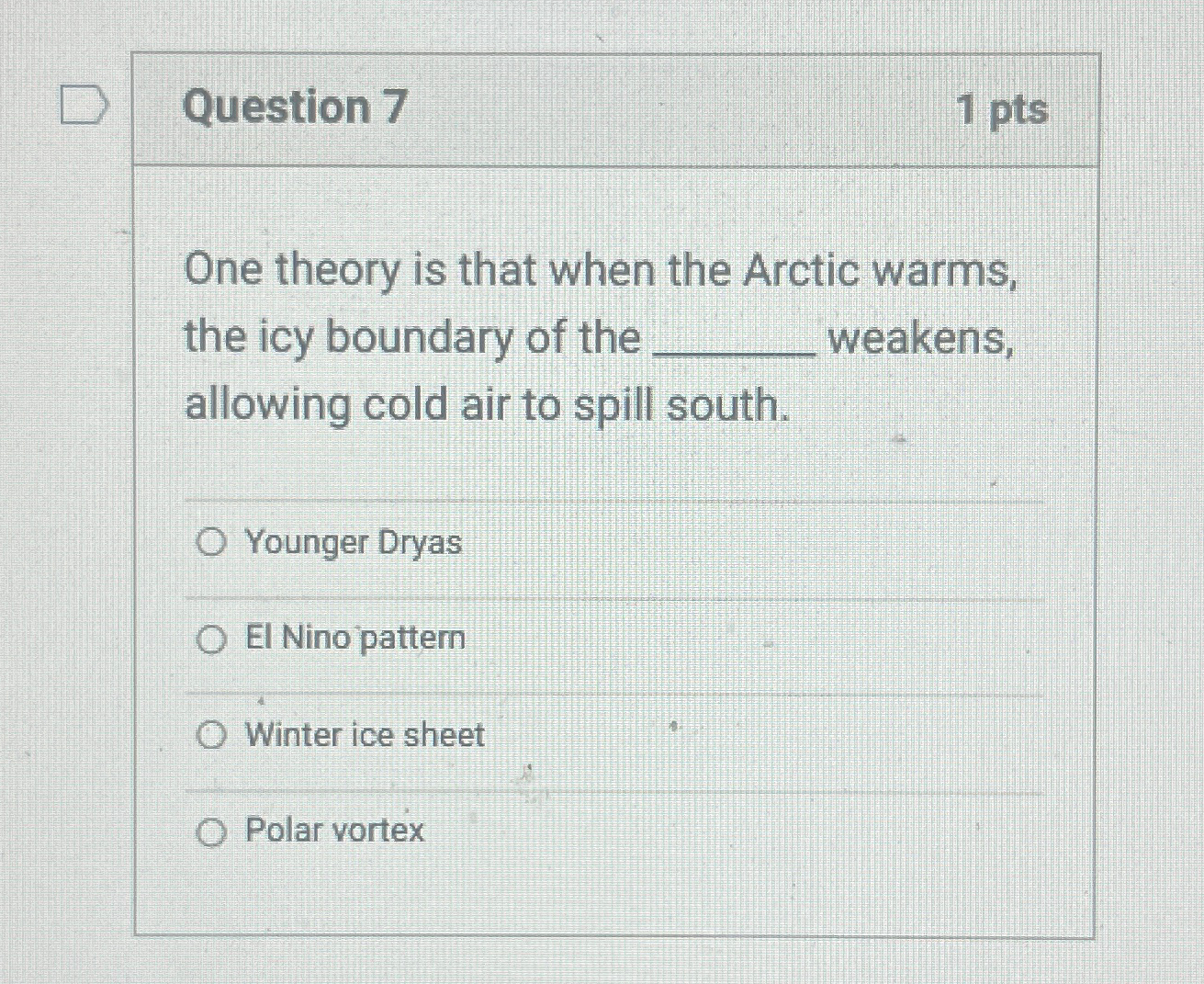 Solved Question 71 ﻿ptsOne theory is that when the Arctic | Chegg.com
