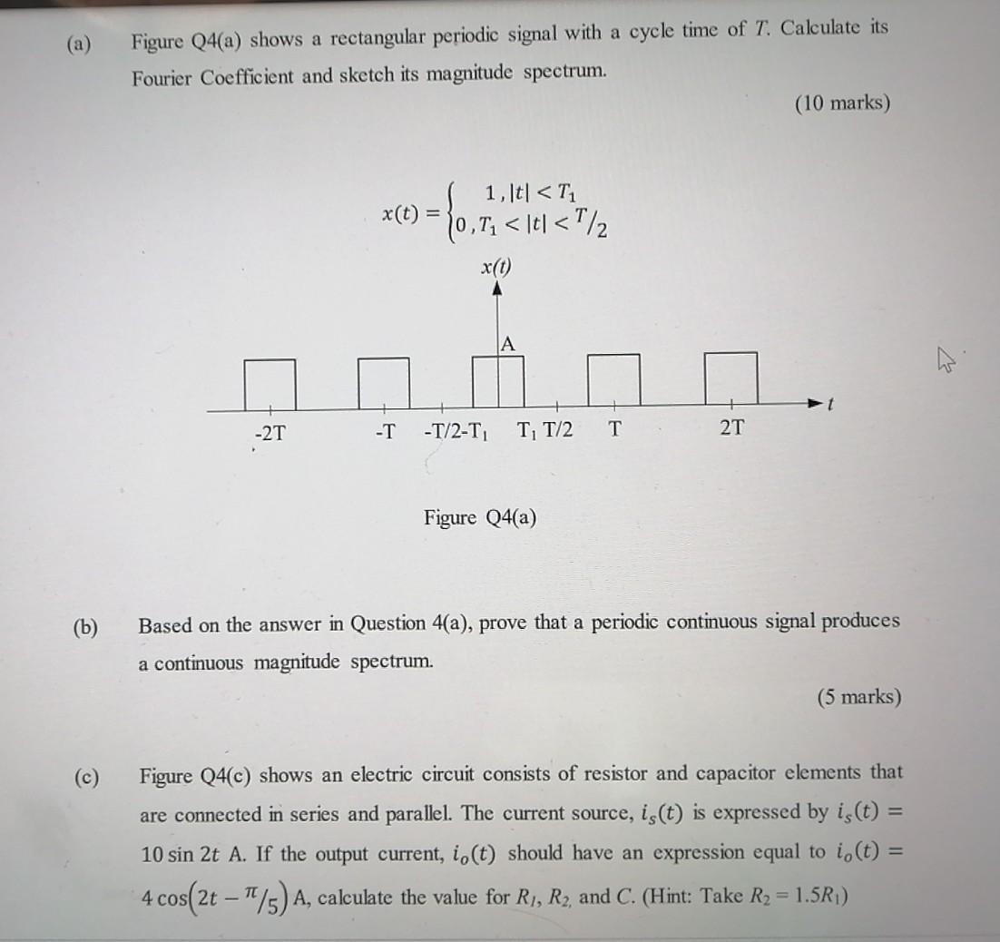 Solved Figure Q4(a) shows a rectangular periodic signal with | Chegg.com