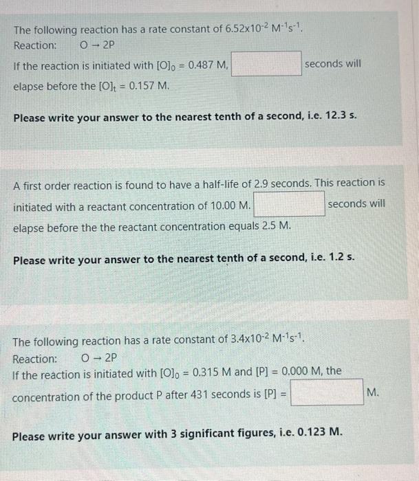 Solved The following reaction has a rate constant of | Chegg.com