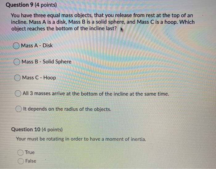Solved Question 9 (4 points) You have three equal mass | Chegg.com