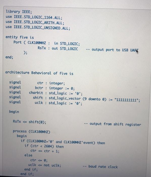 library IEEE; use IEEE.STD_LOGIC_1164.ALL; use IEEE. | Chegg.com