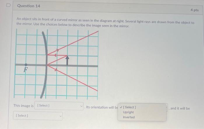 Solved An object sits in front of a curved mirror as seen in | Chegg.com