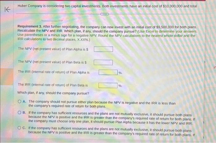 Solved net cash infiows of $17,000,000 over 10 years. Huber | Chegg.com