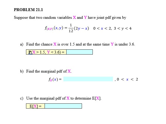 Solved PROBLEM 21.1Suppose that two random variables X ﻿and | Chegg.com