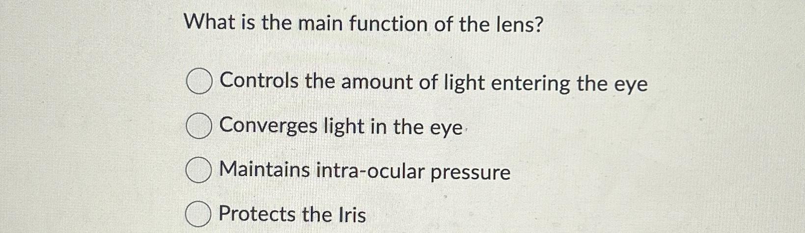 Solved What is the main function of the lens?Controls the | Chegg.com