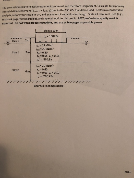 Solved a naints) Immediate (elastic) settlement is nominal | Chegg.com