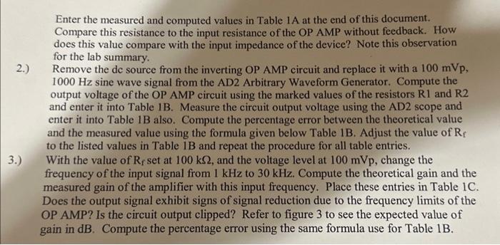 Solved needing help computing Vo (computed) for the tables | Chegg.com