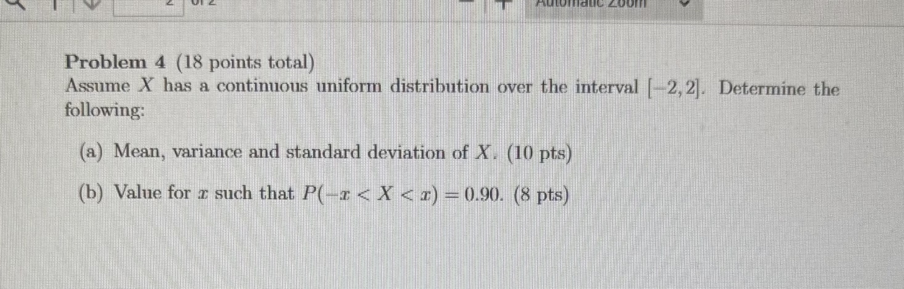 Solved Problem 4 (18 ﻿points total)Assume x ﻿has a | Chegg.com