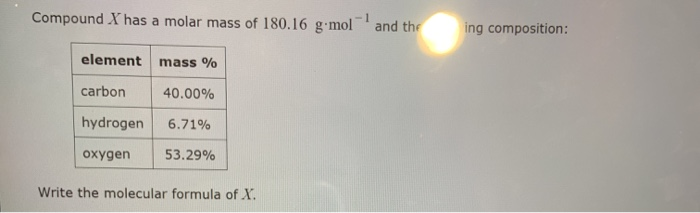Solved Compound X has a molar mass of 180.16 g mol and the | Chegg.com