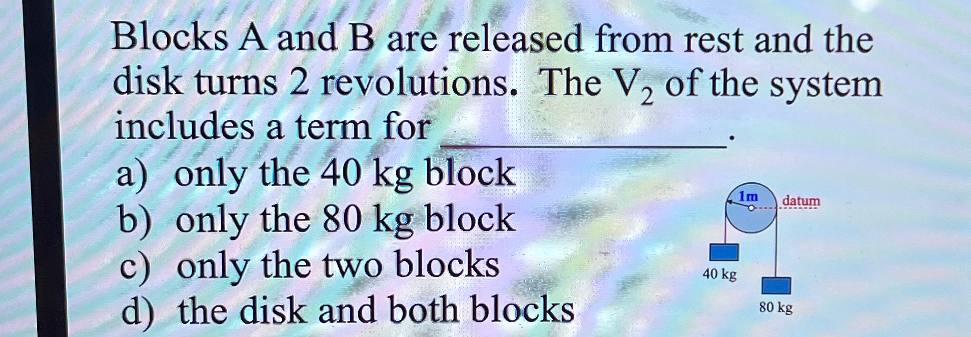 Solved Blocks A and B are released from rest and the disk | Chegg.com