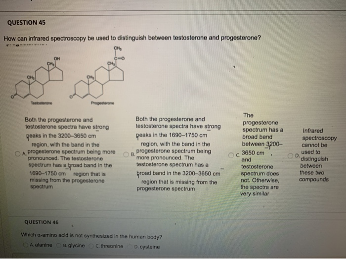 Solved QUESTION 45 How can infrared spectroscopy be used to | Chegg.com