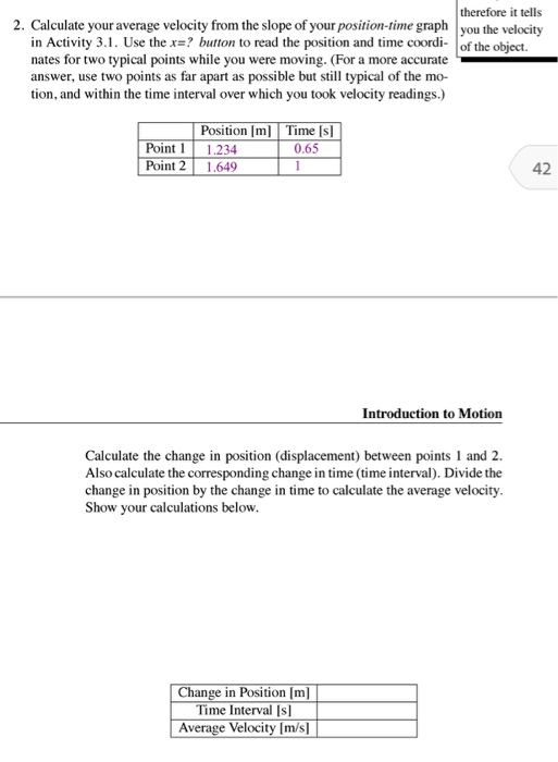 Solved therefore it tells 2. Calculate your average velocity | Chegg.com