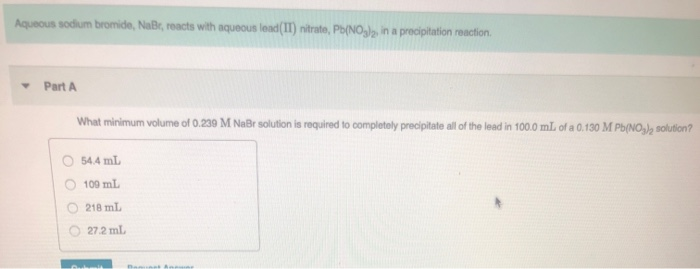Solved Aqueous sodium bromide, NaBr, reacts with aqueous | Chegg.com