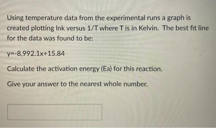 Solved Using temperature data from the experimental runs a | Chegg.com