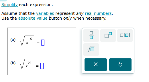 Solved Simplify each expression.Assume that the variables | Chegg.com