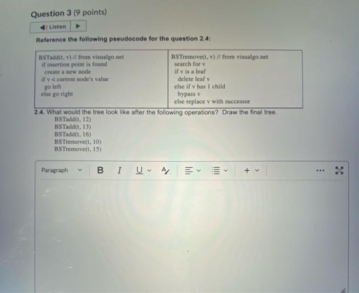 Solved Reference the following pseudocode for the question | Chegg.com