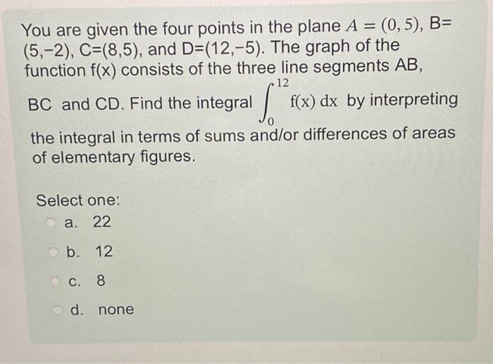 Solved You are given the four points in the plane A=(0,5),B= | Chegg.com