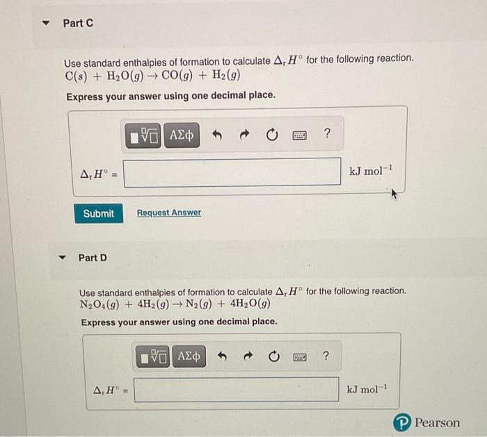 Solved Use standard enthalpies of formation to calculate | Chegg.com