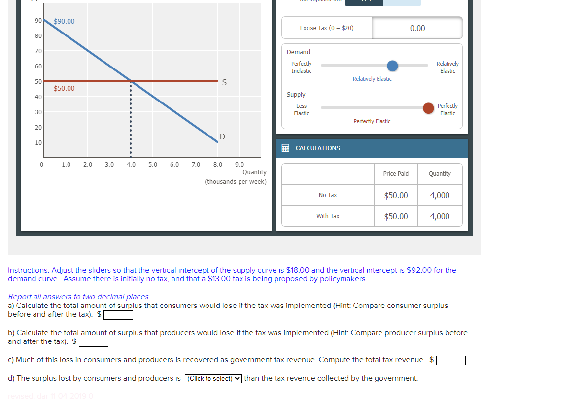 Solved CALCULATIONSInstructions: Adjust the sliders so that | Chegg.com