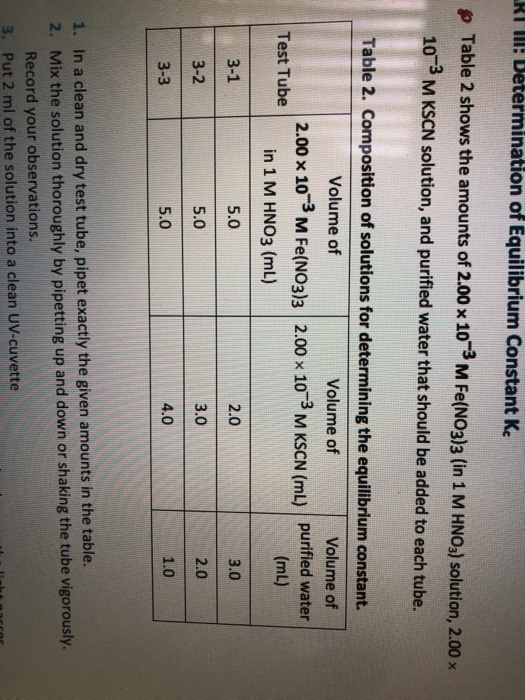 Solved PART II: Determination of Equilibrium Constant ke 1. | Chegg.com