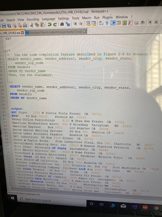 Solved i want to copy a table from sql to notepad++, but the | Chegg.com