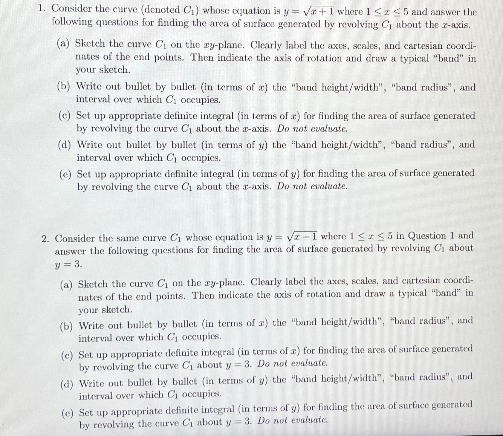 Solved Consider the curve (denoted C1 ) ﻿whose equation is | Chegg.com