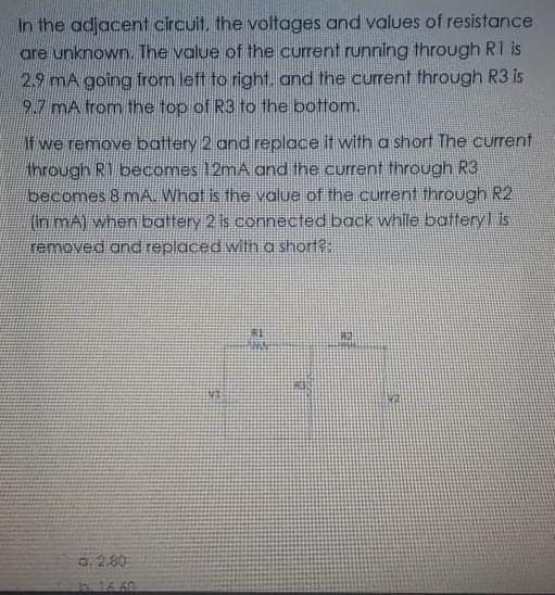 Solved In the adjacent circuit the voltages and values of | Chegg.com