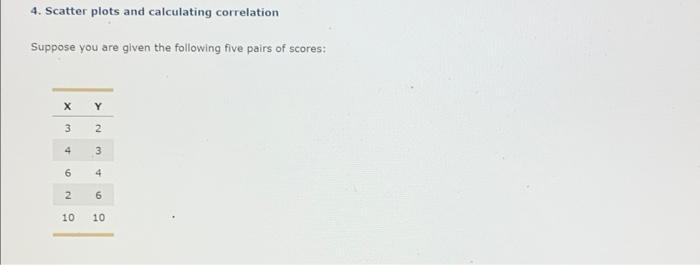Solved 4. Scatter plots and calculating correlation Suppose | Chegg.com