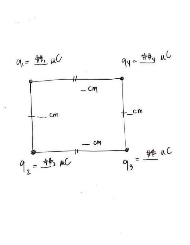 Solved L= 10 W= 7 find q1,q2 and the magnitude if q3= | Chegg.com