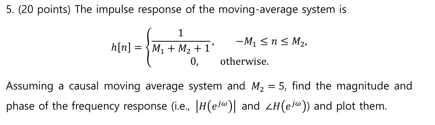 Solved (20 ﻿points) ﻿The impulse response of the | Chegg.com