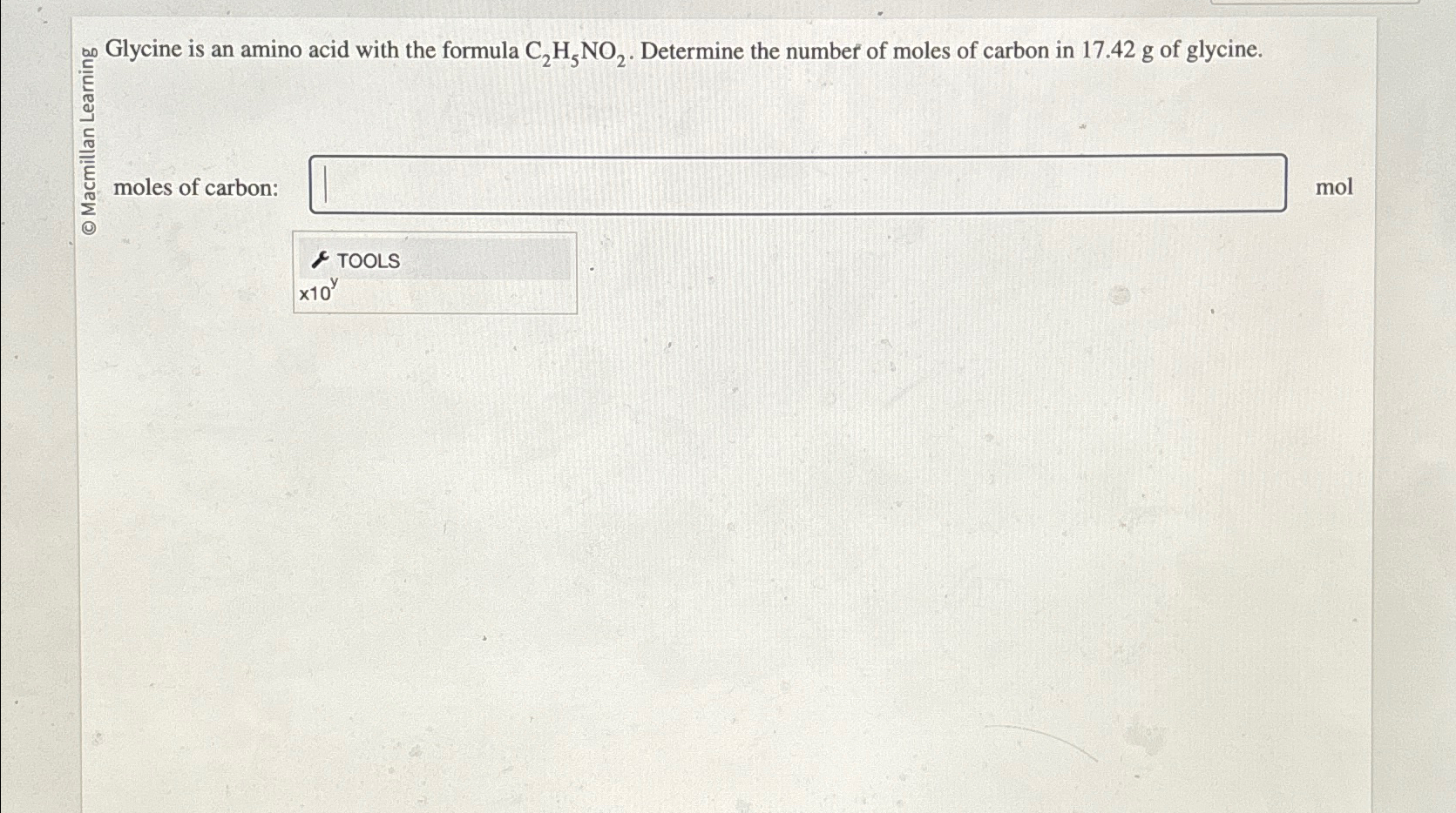 Solved an Glycine is an amino acid with the formula C2H5NO2. | Chegg.com
