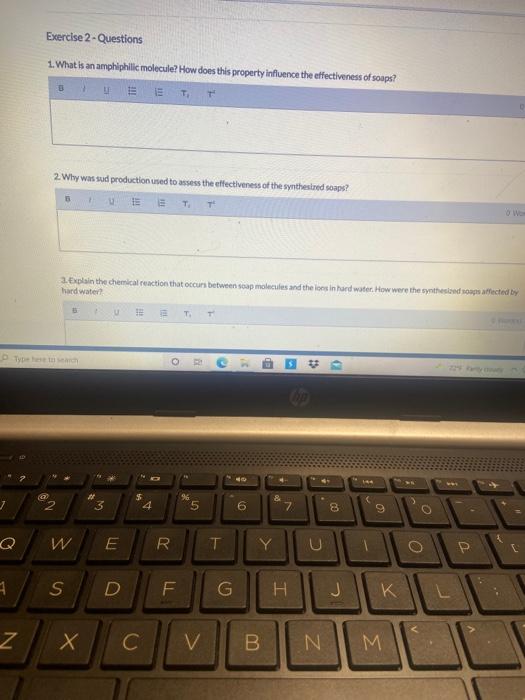 Solved Exercise 2 - Questions 1. What is an amphiphilic | Chegg.com