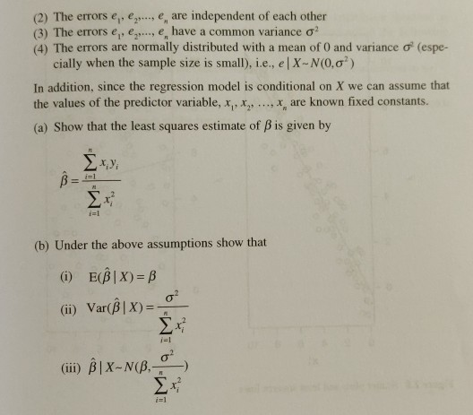 Solved 4. Straight-line regression through the origin: In | Chegg.com