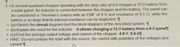 Solved 3. → A second-quadrant chopper operating with the | Chegg.com