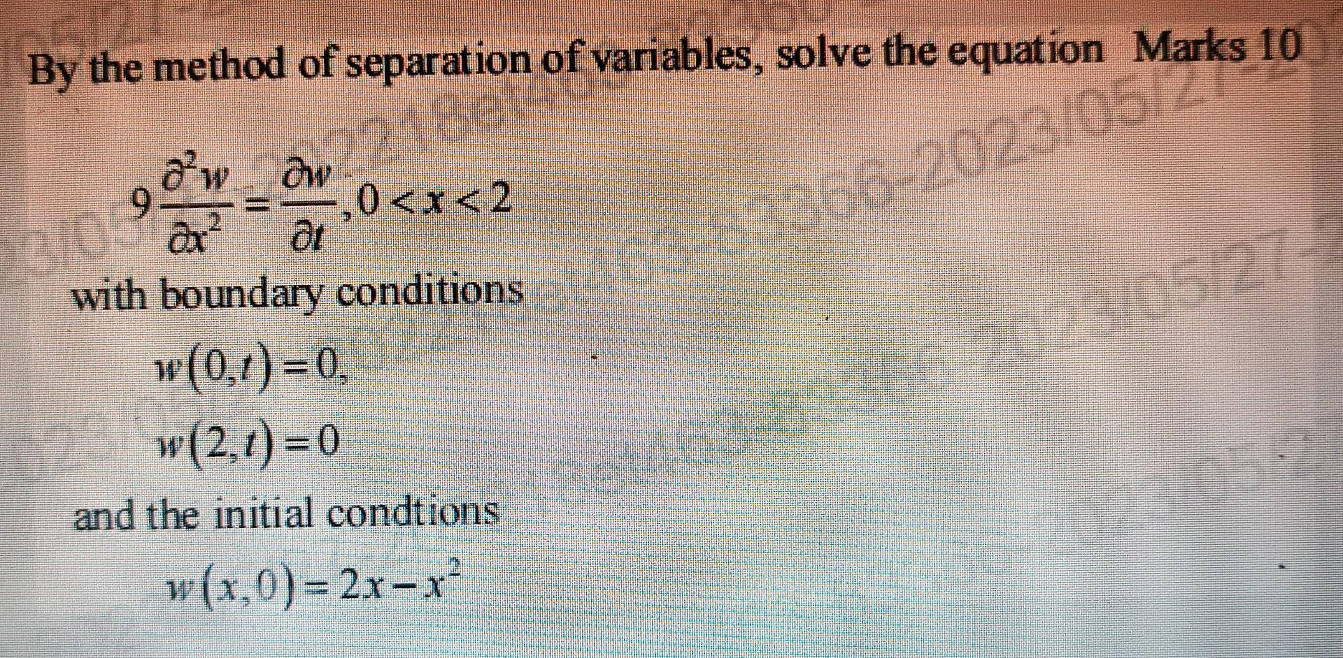 Solved By the method of separation of variables, solve the | Chegg.com