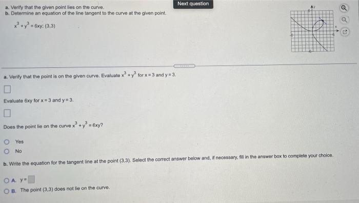Solved Next question a. Verify that the given point lies on | Chegg.com