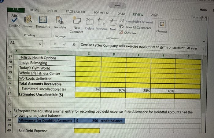Solved Saved Help Save & Exit Sub Aging of Accounts | Chegg.com