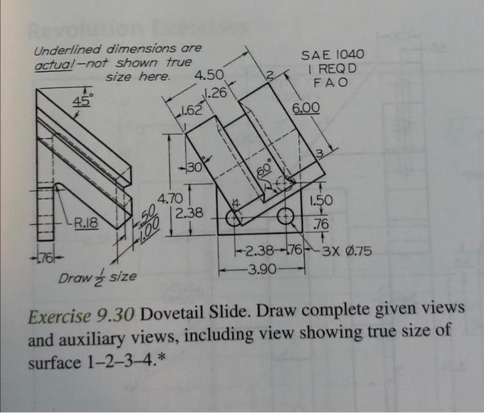 Solved Underlined dimensions are actual-not shown true size | Chegg.com