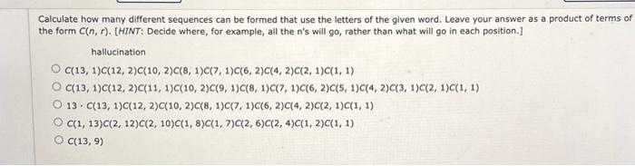 Solved Calculate how many different sequences can be formed | Chegg.com