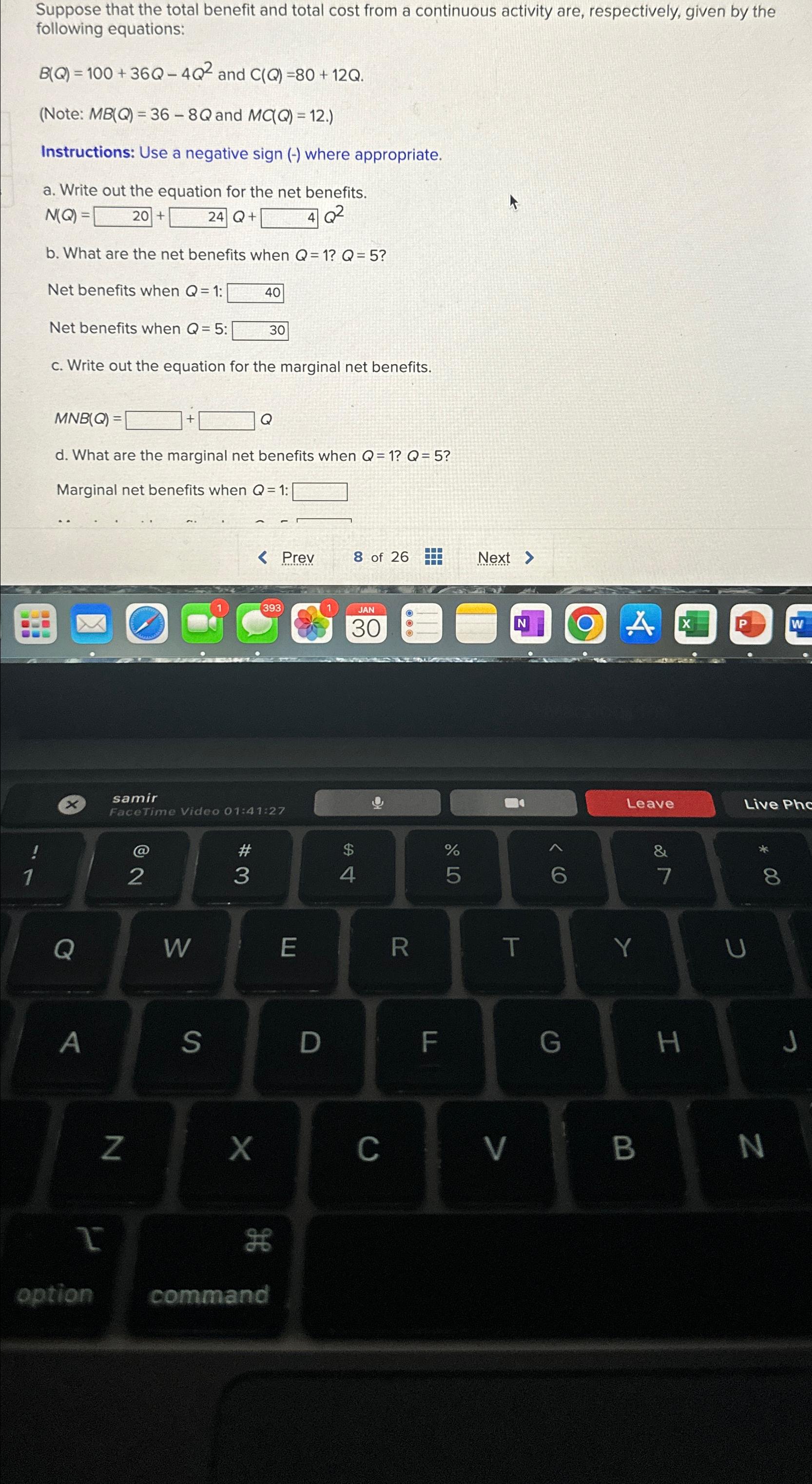 Solved Suppose that the total benefit and total cost from a | Chegg.com