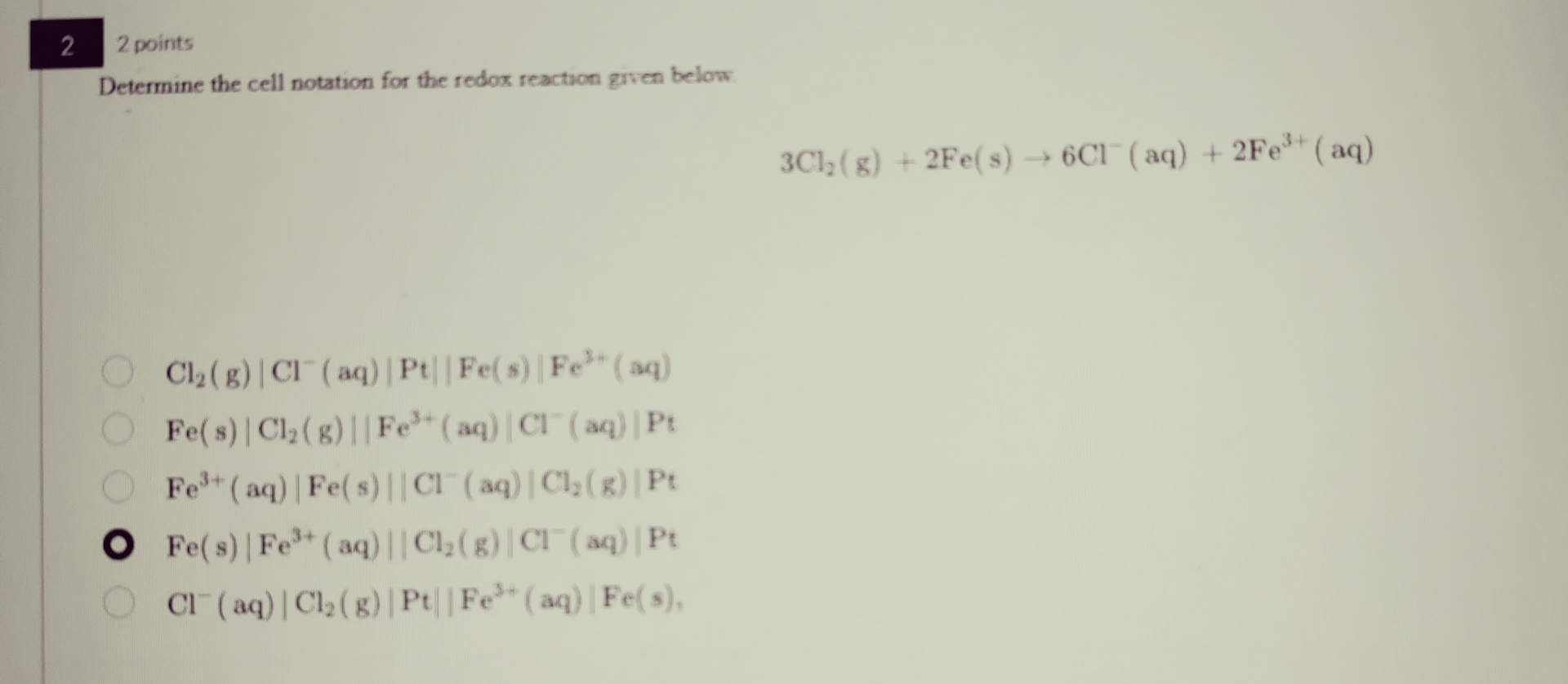 Solved Determine The Cell Notation For The Redox Reaction