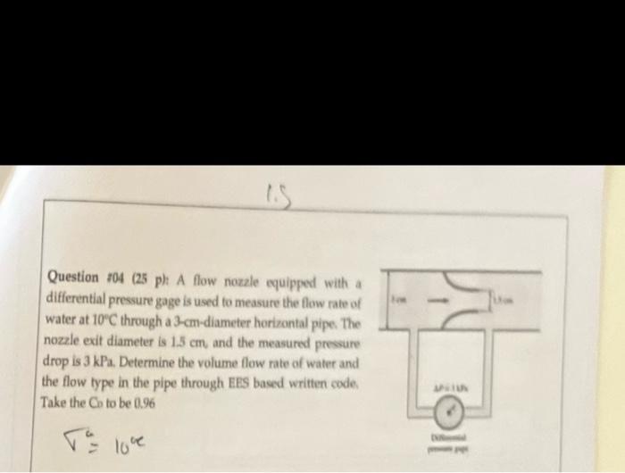 Solved Question 504(25ph A flow nozzle equipped with a | Chegg.com
