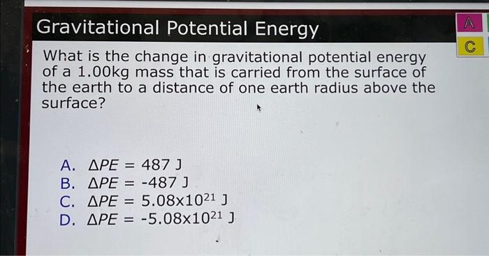 Solved What is the change in gravitational potential energy | Chegg.com