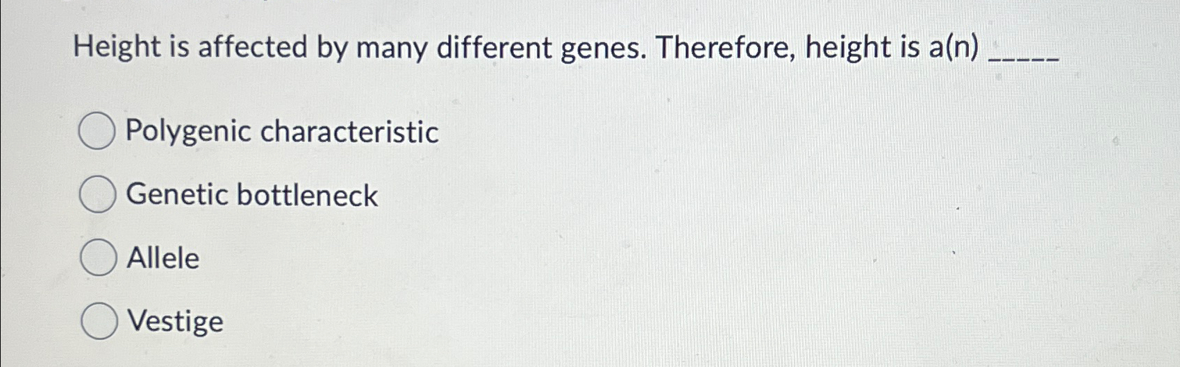 Solved Height is affected by many different genes. | Chegg.com