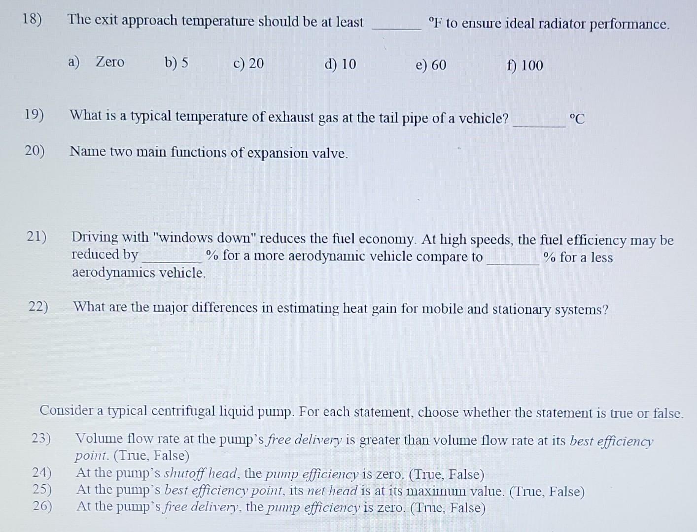 Solved 18) The exit approach temperature should be at least | Chegg.com