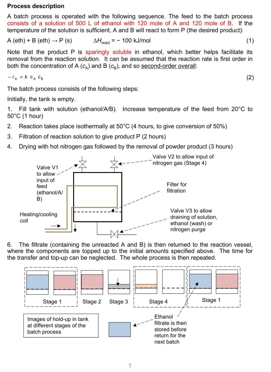 Solved Process description A batch process is operated with | Chegg.com