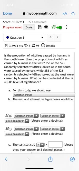 Solved Done myopenmath.com AA & Score: 10.07/11 2/3 answered | Chegg.com