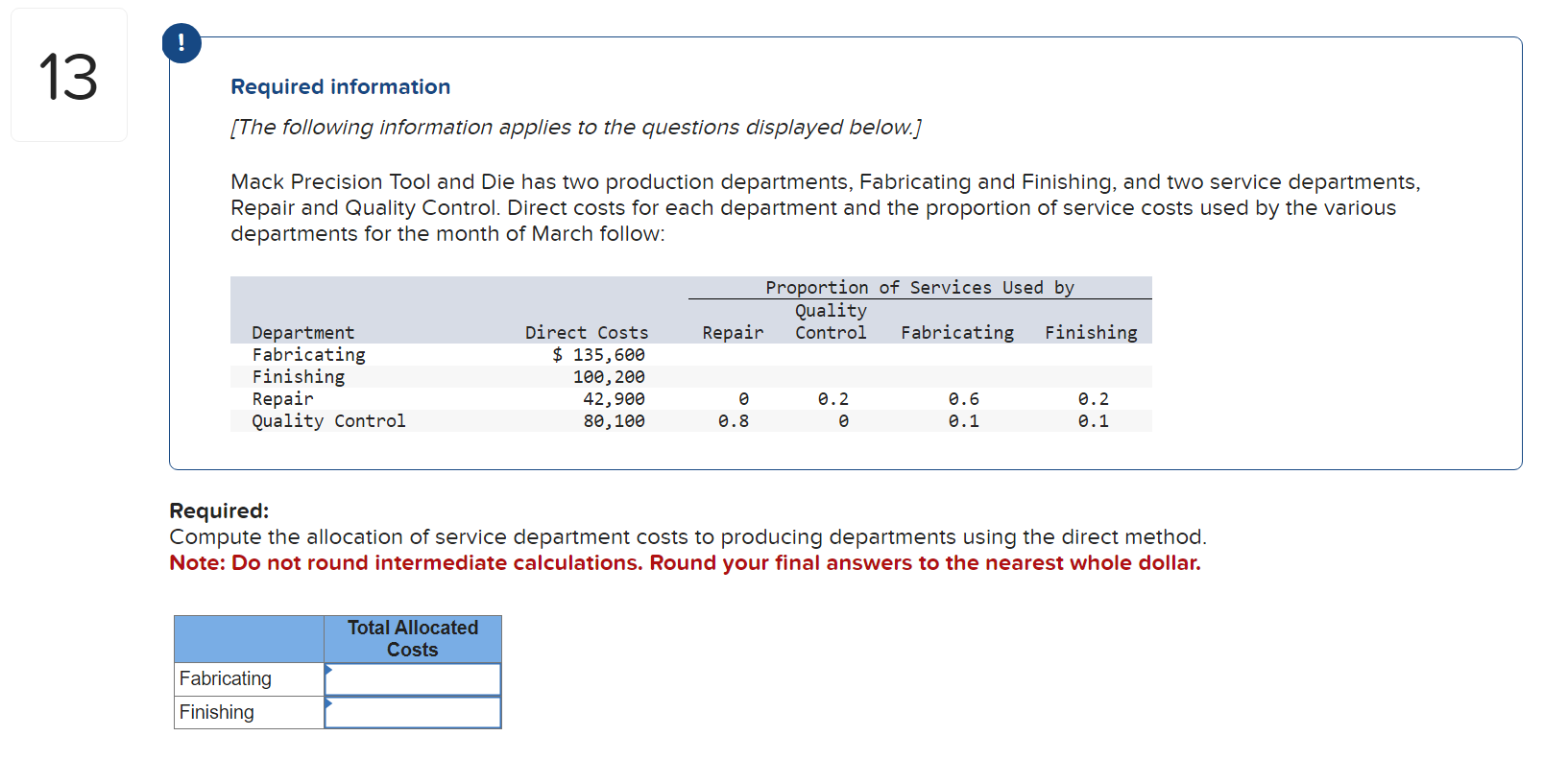 Solved Required:Compute the allocation of service department | Chegg.com
